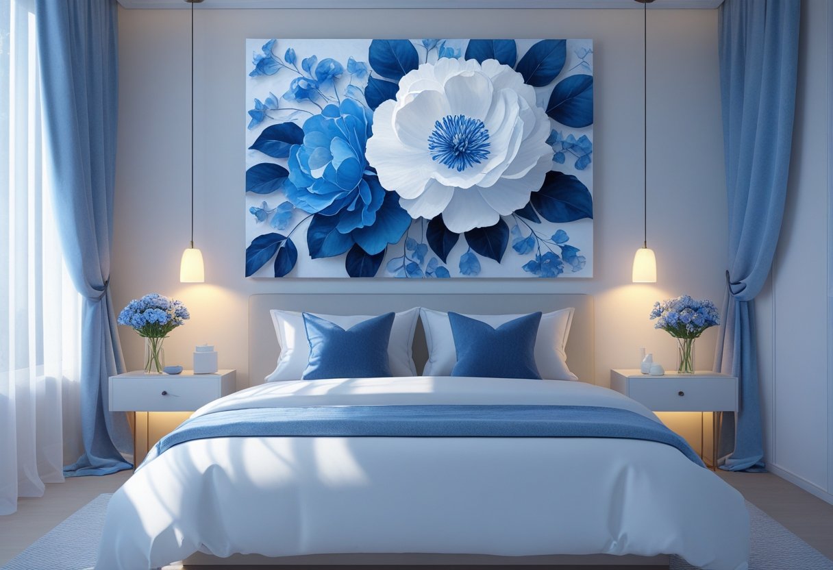 Blue Floral Art for Bedroom: Elevate Your Space with Fresh Designs ...
