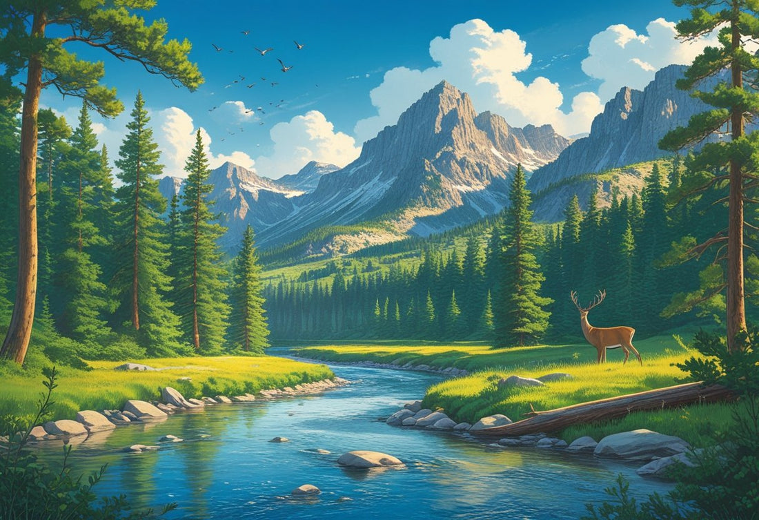 Wilderness Landscape Poster: Minimalist Mountain Art for Modern Interi ...
